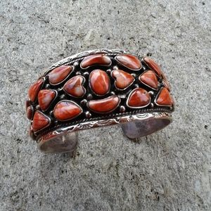 Jewelry | Sterling Silver Cuff Bracelet Red Spiny Oyster | Poshmark